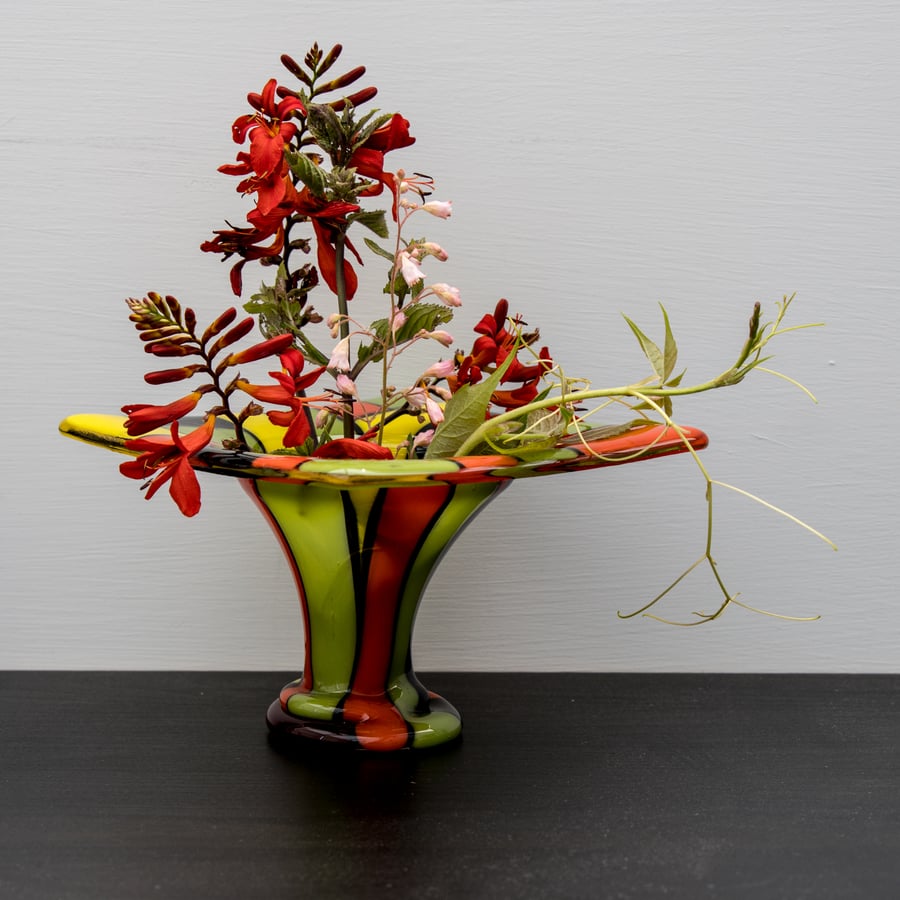 Mondrian Inspired Fused Glass Drop Vase in Oran... - Folksy