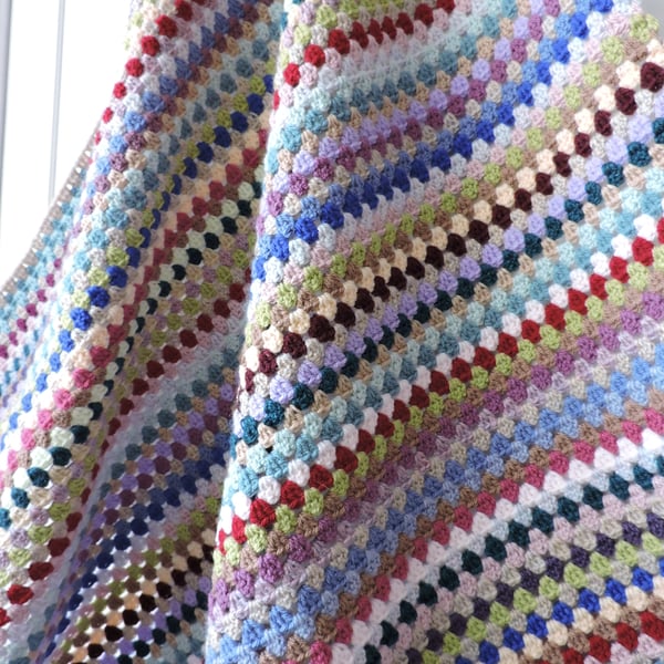 Crochet Blanket in multi coloured stripes - Folksy