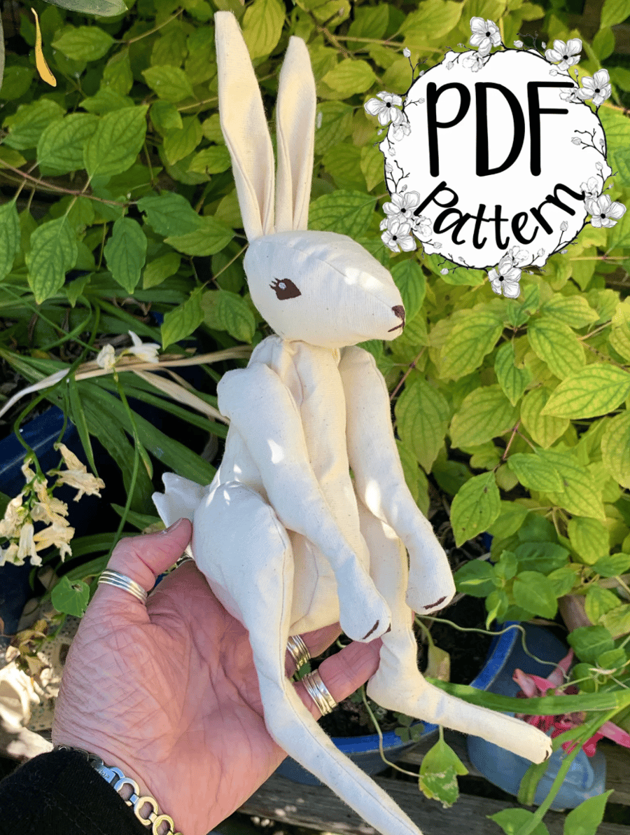 Rabbit PDF Sewing Pattern, small bunny sewing p... - Folksy