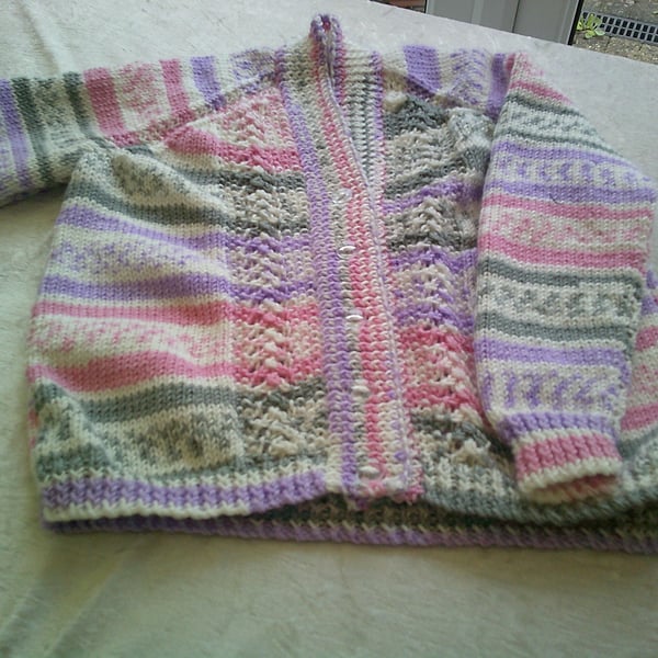 26 inch Multi Coloured V Neck Cardigan - Folksy