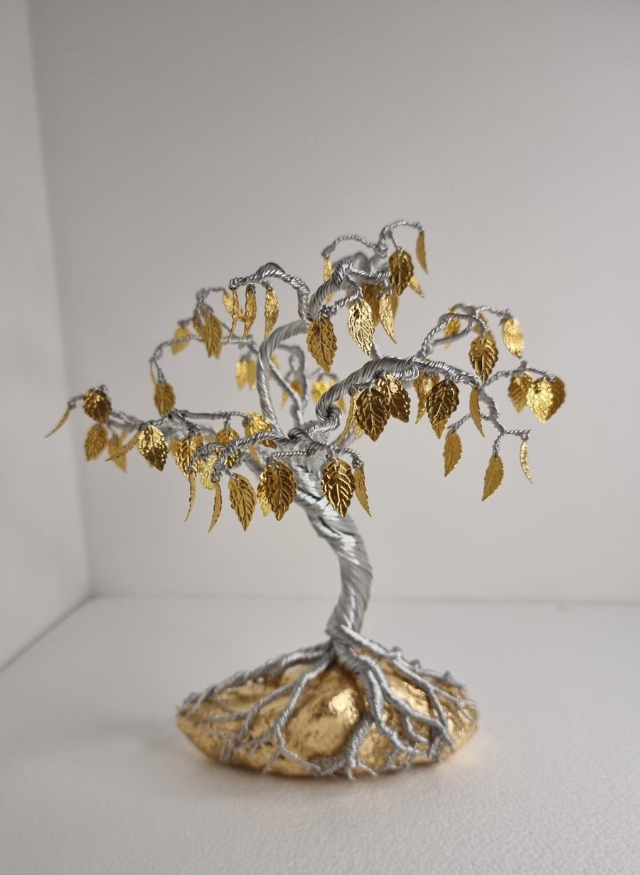 Silver tree with gold leaves - Folksy