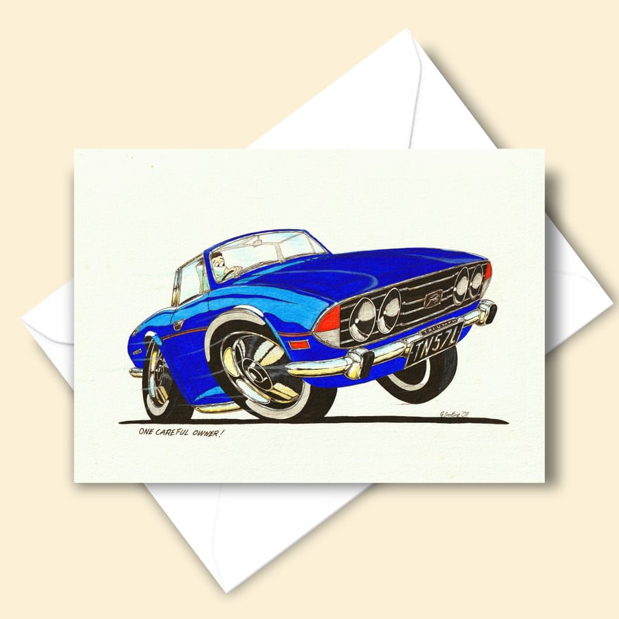 Sporty Seventies Car Greetings Card, , Cartoon ... - Folksy