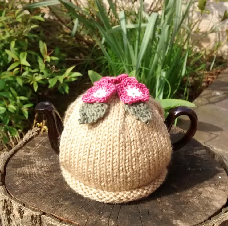 Small Tea Cosy with Rose Pink Flowers, One Cup ... - Folksy