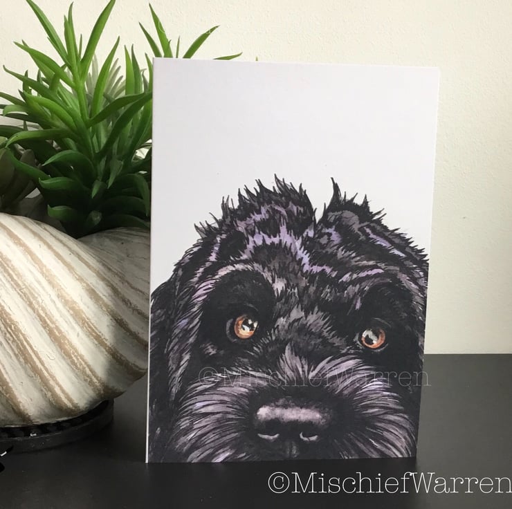 Black Cockapoo or Labradoodle Card - Blank or p... - Folksy