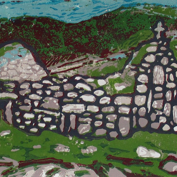 Ruined Chapel at Cape Cornwall Original Hand Pr... - Folksy