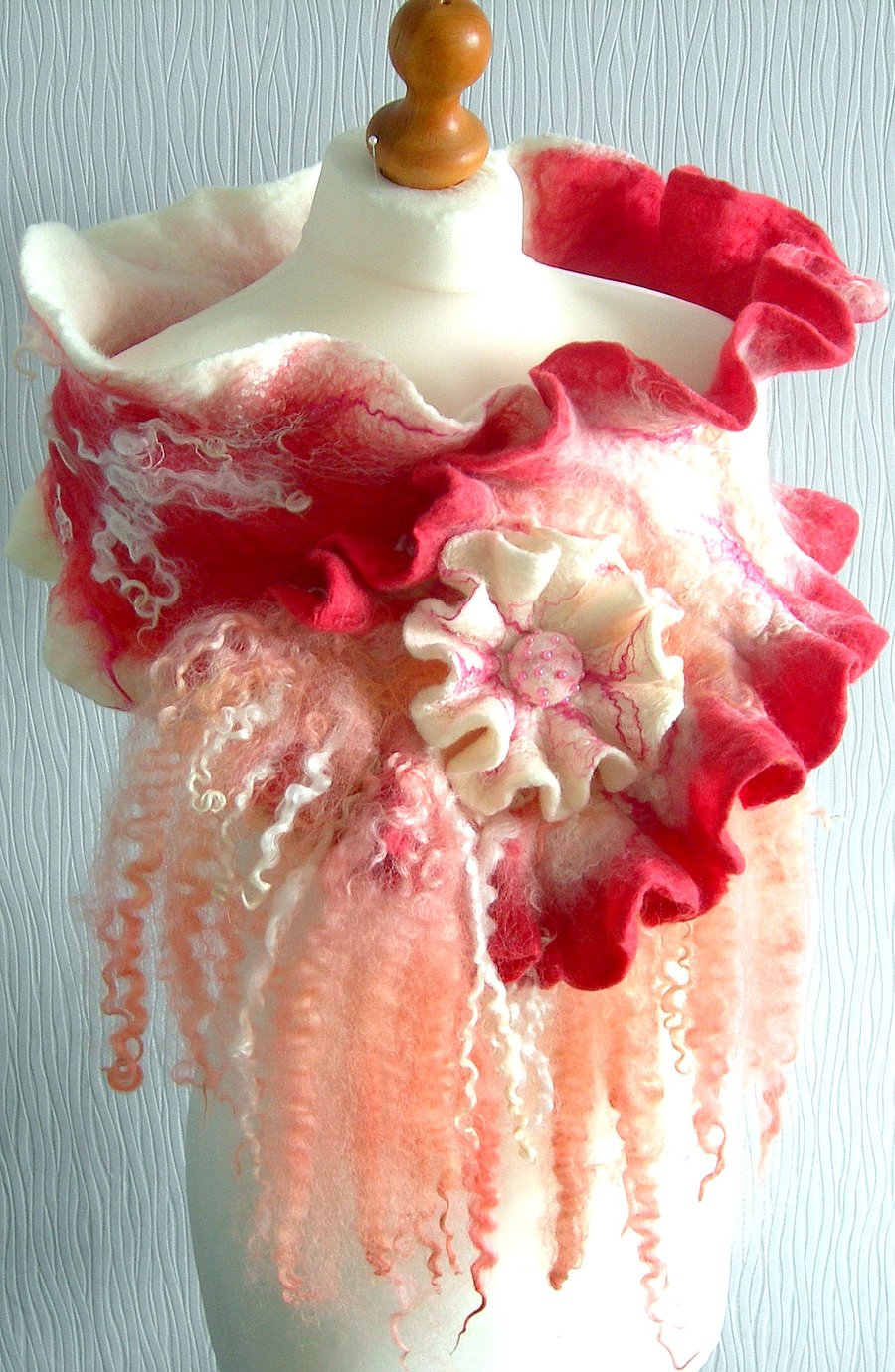 Hand Felted, Wool Jewelry scarf-100% WOOL MERIN... - Folksy