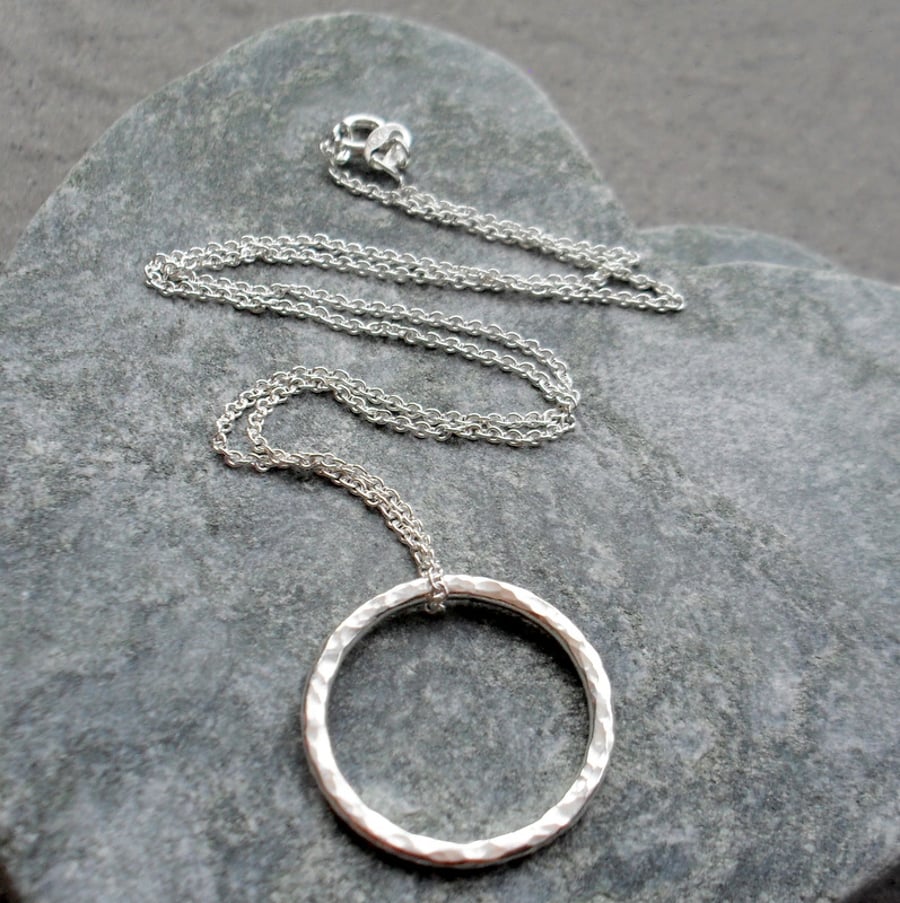 Argentium Silver Circle Pendant With Sterling S... - Folksy