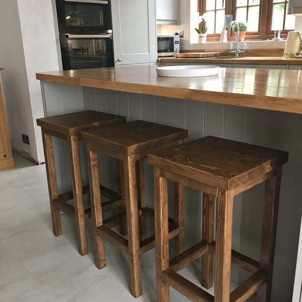 Wooden Bar Stool Breakfast Kitchen Bar High Cha... - Folksy