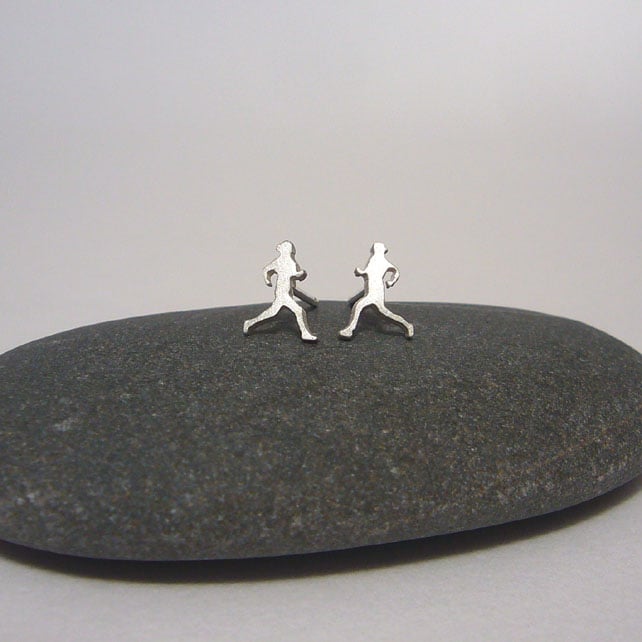 Silver runner earrings, everyday earrings, ster... - Folksy