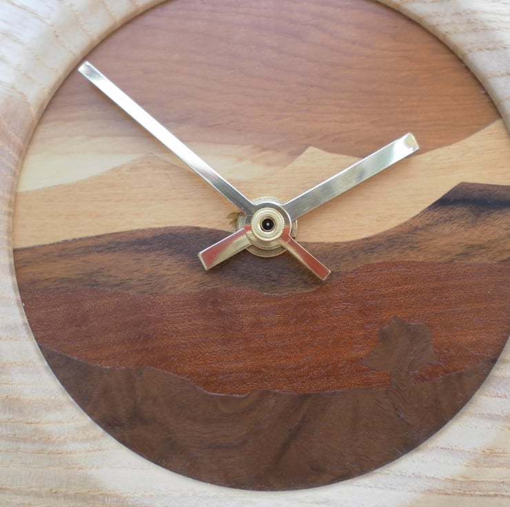 Clock, Hand Cut Wood Veneered Face and Lathe Tu... - Folksy