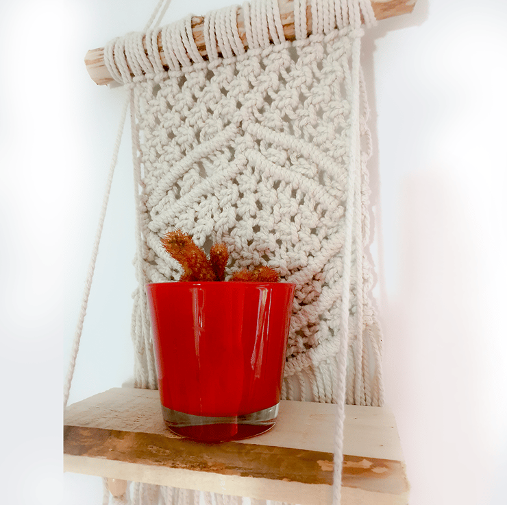 Diamond Pattern Macramé Wall Decoration With Re... - Folksy