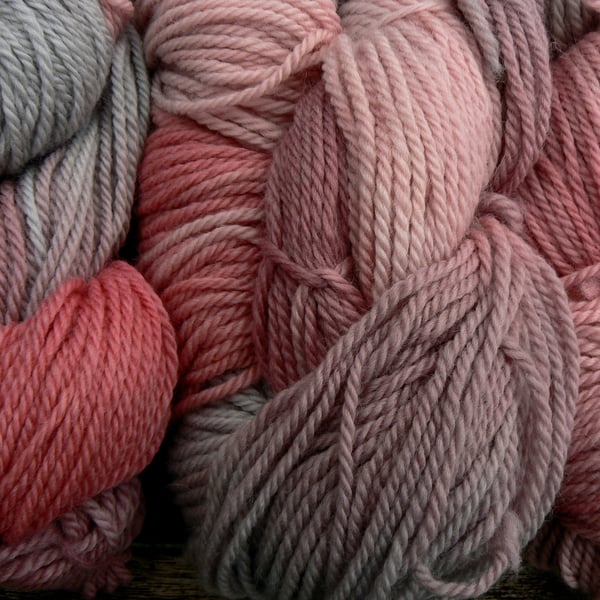 100g Hand-dyed 100% WOOL ARAN pink blue coral - Folksy