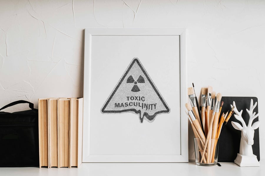 Toxic Masculinity Art Print - Black and White F... - Folksy