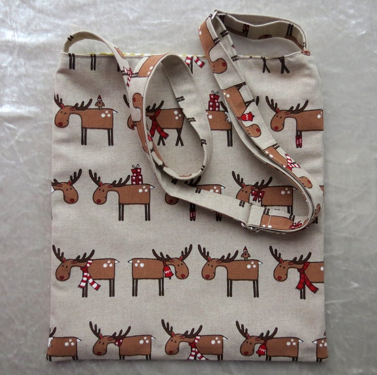 Drain bag. Lined drain bag. Reindeer design. - Folksy