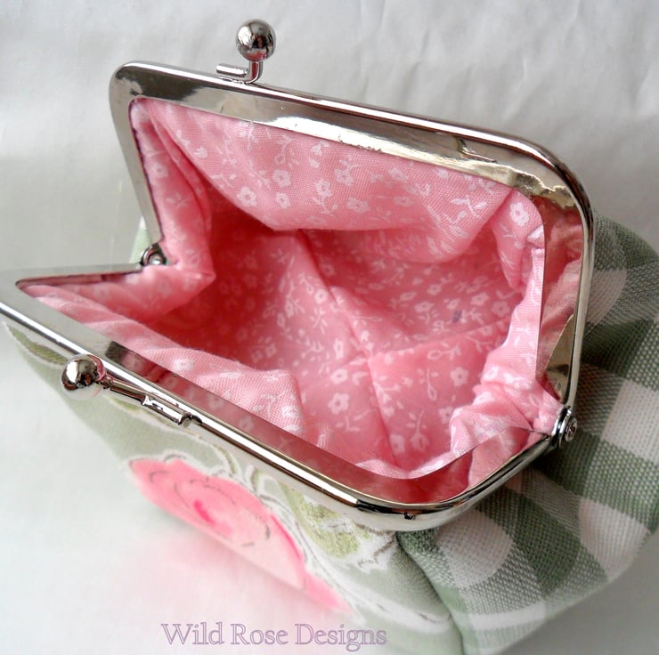 Green floral purse - Folksy