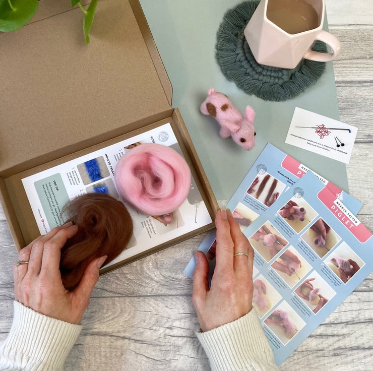Needle felting kit, Pig. Make a mini piglet wit... - Folksy
