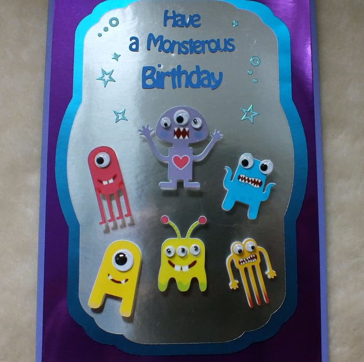 Handmade Fun Monster Birthday Card - Folksy
