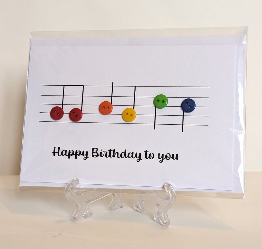 Happy Birthday musical button notes greetings c... - Folksy