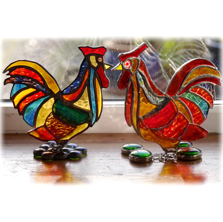 Rooster Stained Glass Ornament Cockerel Richard Xl - Folksy