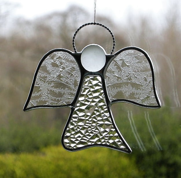 Stained glass suncatcher (Angel) abstract in tw... - Folksy