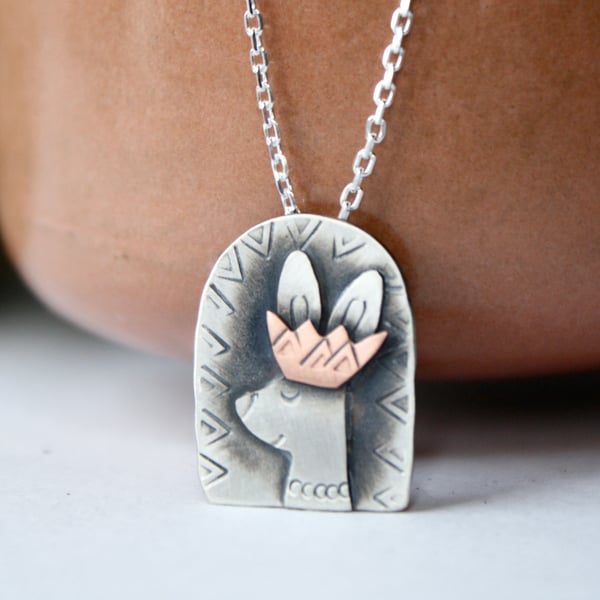 Rosemary rabbit silver party pendant - Folksy