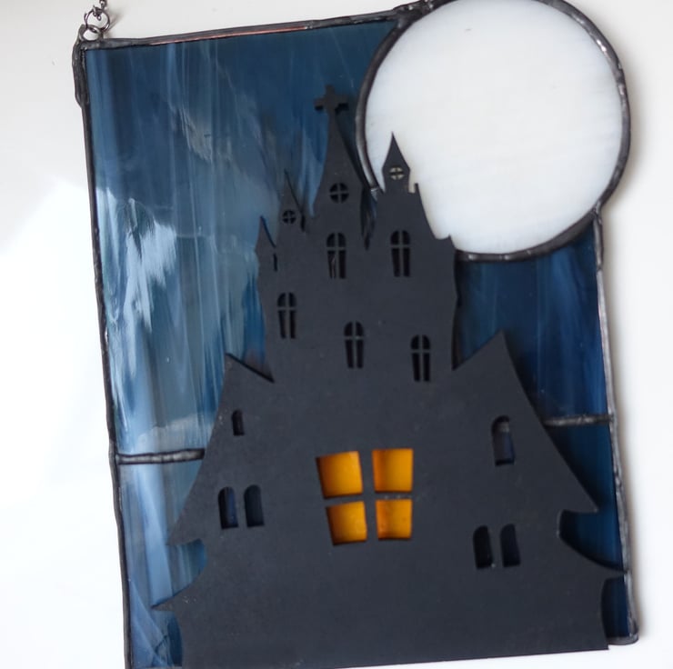 Gothic Haunted House Suncatcher Stained Glass Art - Folksy