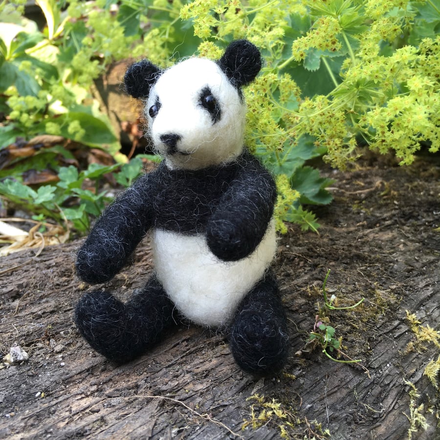 Needle felted collectable panda teddy bear - Folksy