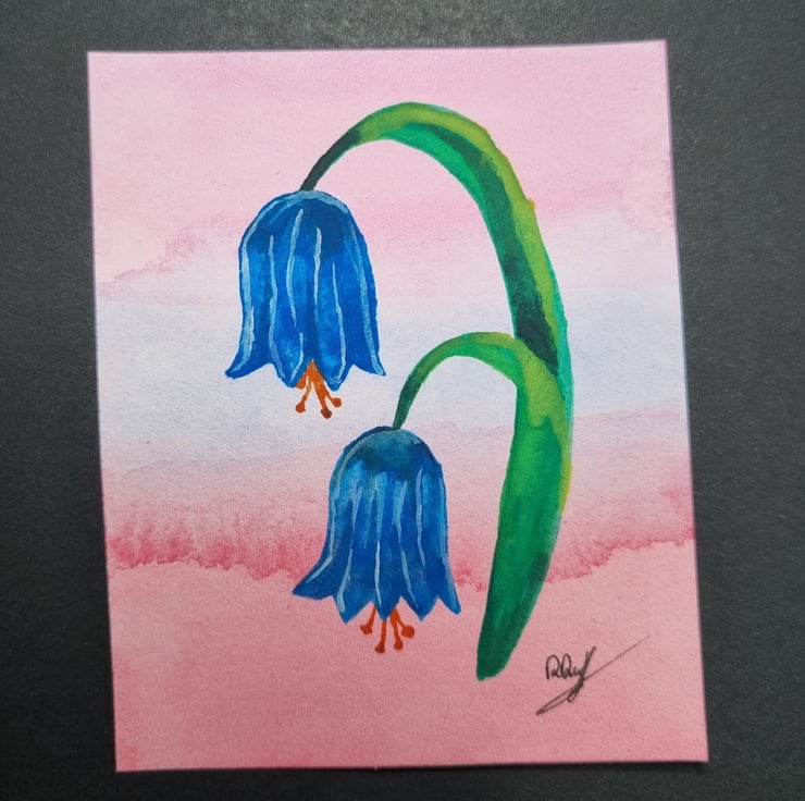 Bluebell ACEO Mini Gouache Painting Art Trading... - Folksy