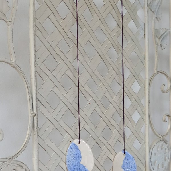 Ceramic Easter Egg Decorations in Blue and Crea... - Folksy