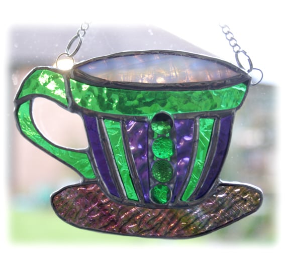 Teacup Stained Glass Suncatcher coffee cup mug - Folksy