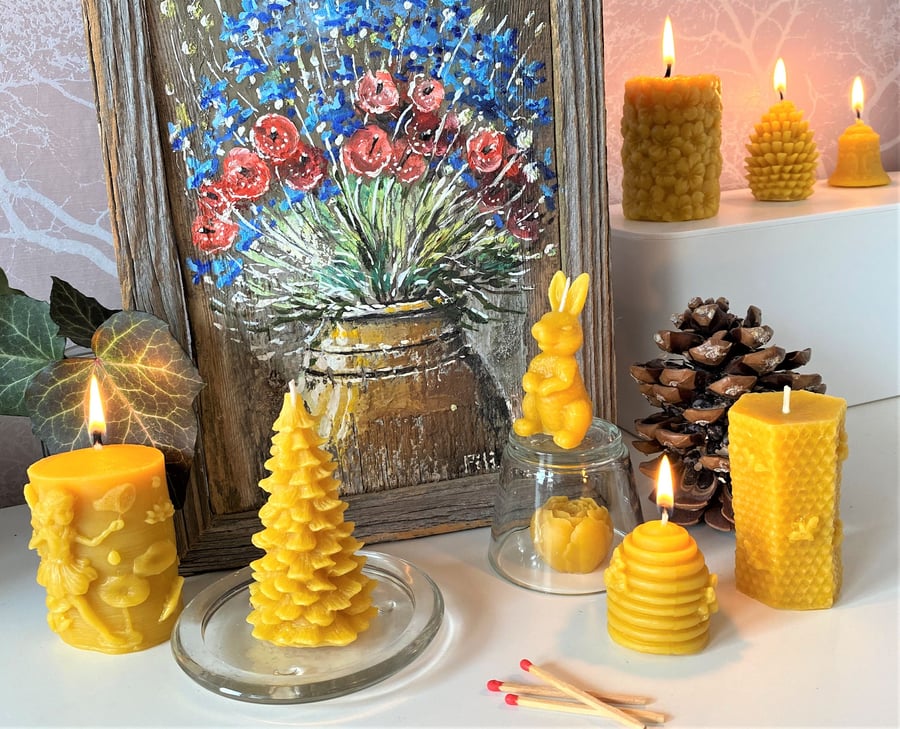 Pure Beeswax Handmade Pillar Shaped Candles Han... - Folksy