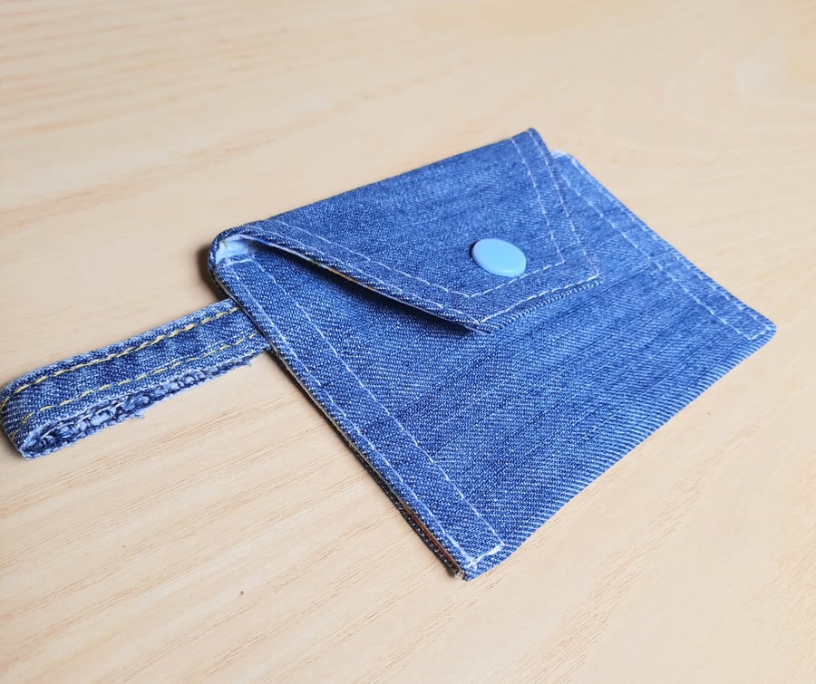 Pale Blue Repurposed Denim Coin Purse with Key ... - Folksy