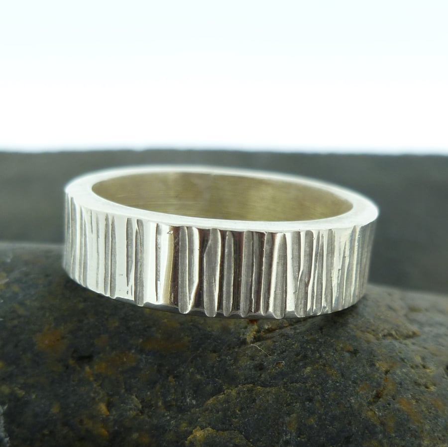 Textured Sterling Silver Ring - Folksy