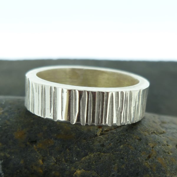Textured Sterling Silver Ring - Folksy