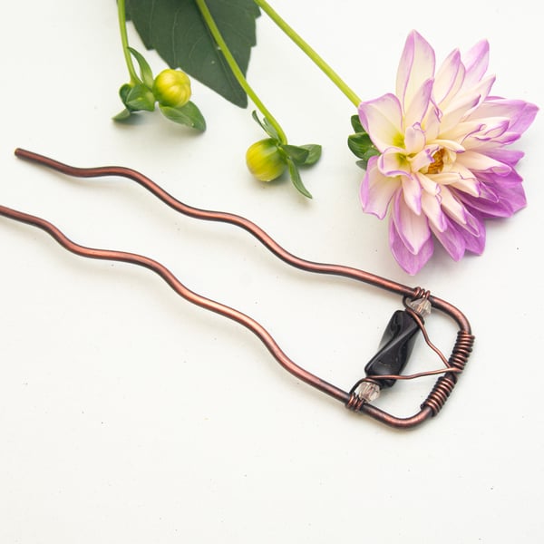 Simple copper Hair Fork, thick guage Copper Hai... - Folksy