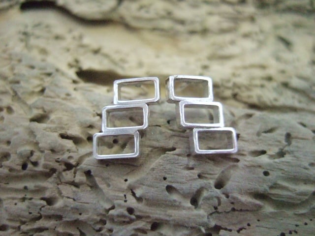 Sterling Silver Geometric Studs - Folksy