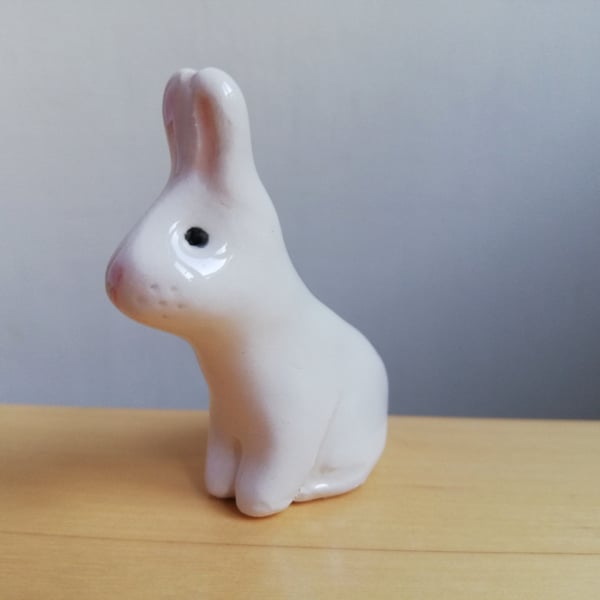 Bunny rabbit white ceramic handmade figurine wi... - Folksy