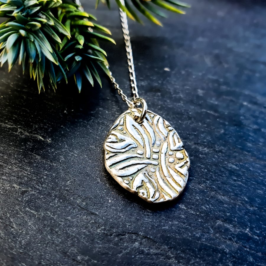 Recycled Fine Silver Freeform Pendant - Folksy