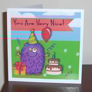Children's Monster birthday cards - Folksy