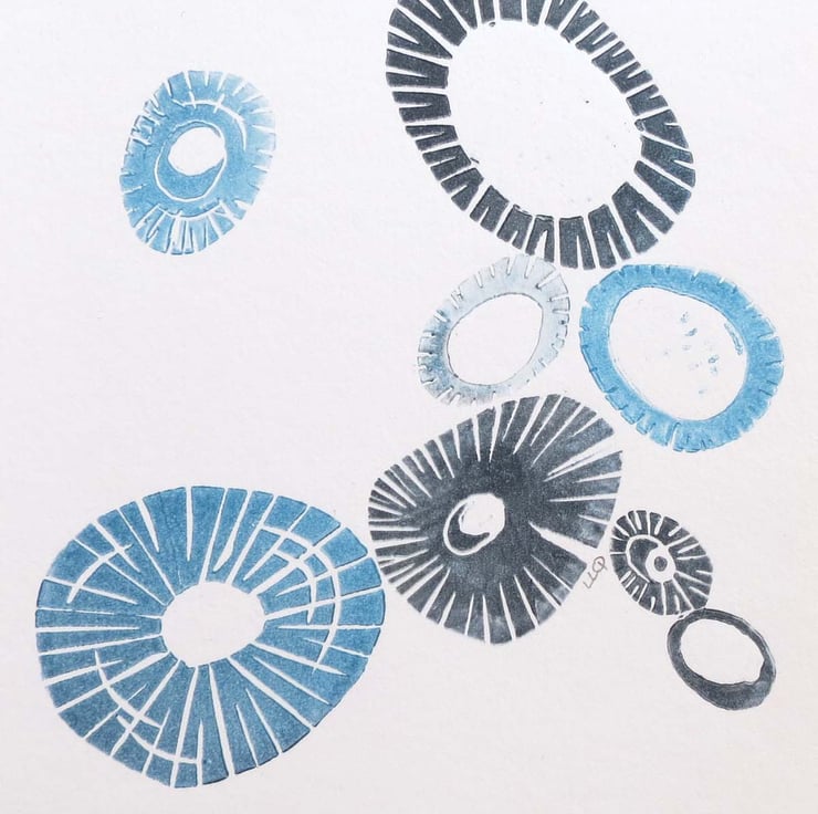 OOAK monoprint seaside sea shells modern contem... - Folksy