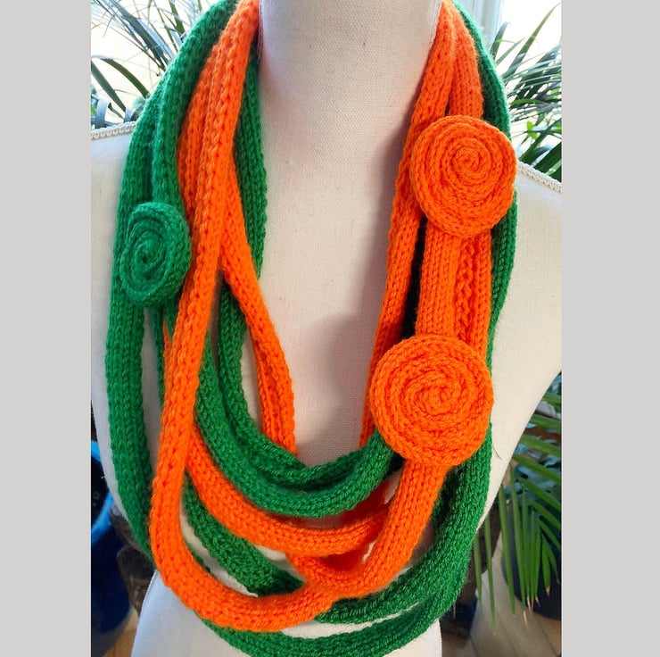 Crochet vibrant green and red color shawl green... - Folksy