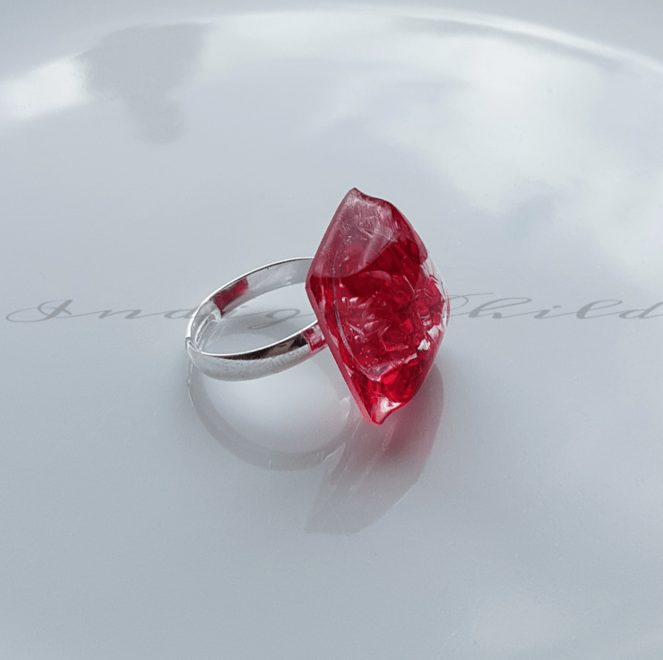 Ring Handmade Red And Crystal Bicone Bead Resin... - Folksy