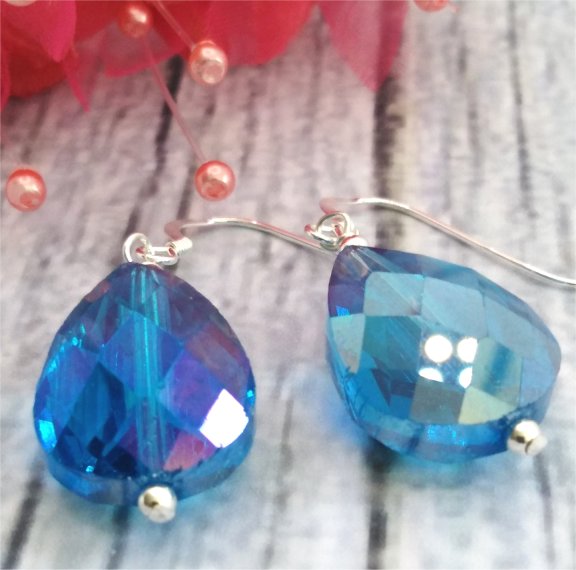 Earrings - ocean blue drop earrings - Folksy