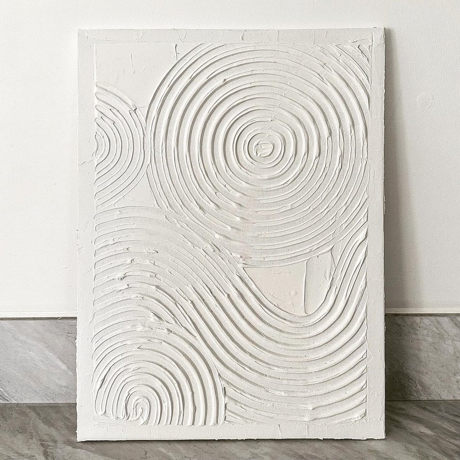 White Contemporary Texture Painting - Swirls - Folksy