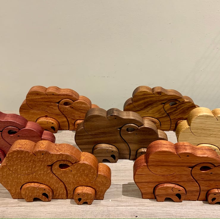 Gorgeous elephant family, set of 3 or 4 wooden ... - Folksy