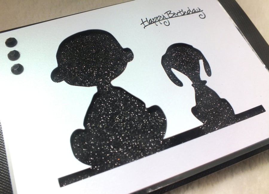 Handmade Snoopy Silhouette Birthday Card - Folksy