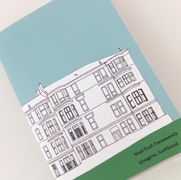 Handmade Glasgow Notebook - teal travel journal - Folksy