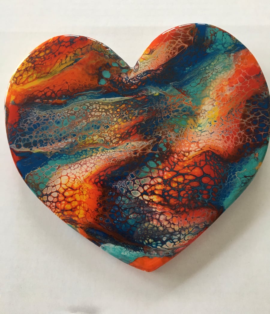 Heart shaped, abstract , fluid art painting, ... - Folksy
