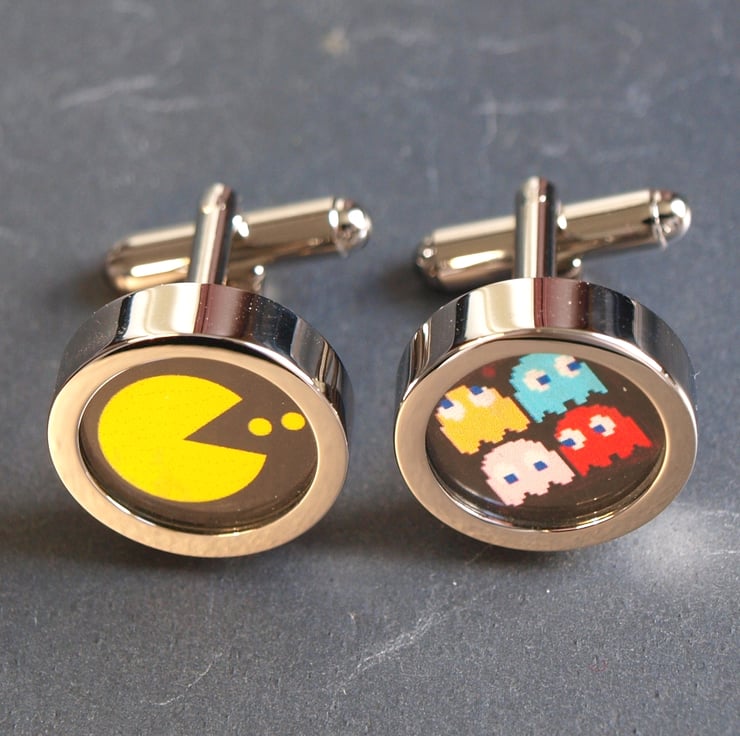 Pacman Cuff Links with Monsters Retro Cufflinks... - Folksy