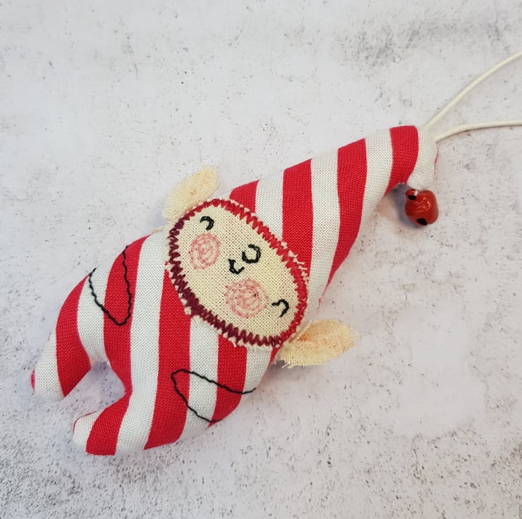 Christmas Candy Cane Elf Hanging Decorations - Folksy